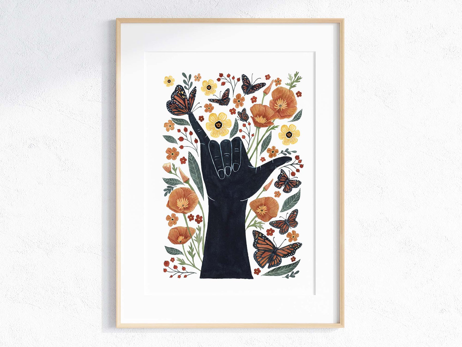 Shaka Bloom - Shaka Hand/Westcoast Botanical Art Print – Three Acorns ...